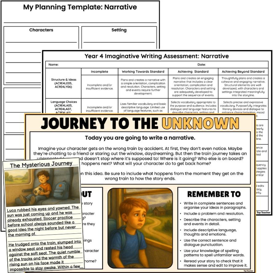 Journey to the Unknown Imaginative Narrative Writing Assessment: Year 4 ...