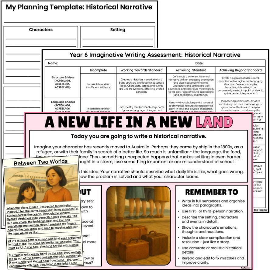 A New Life in a New Land Imaginative Historical Narrative Writing ...