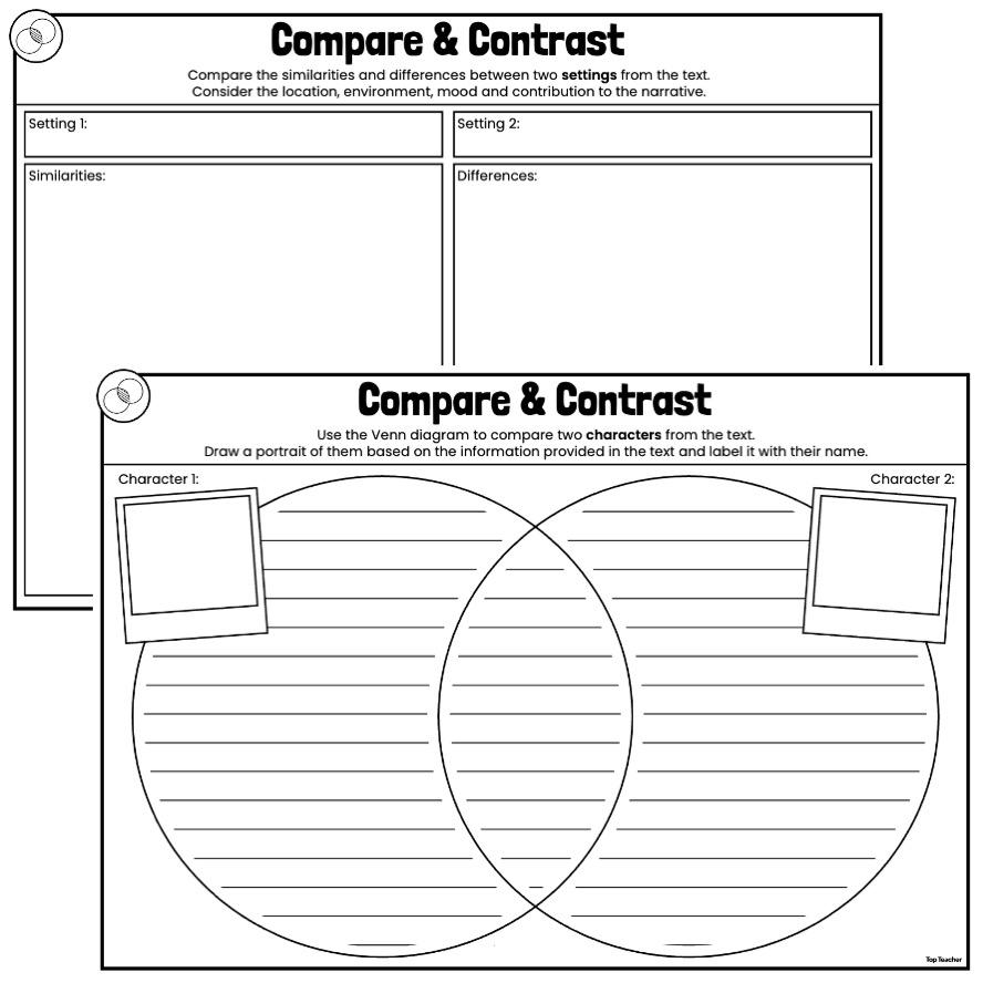 Compare & Contrast: General Comprehension Worksheets - Top Teacher