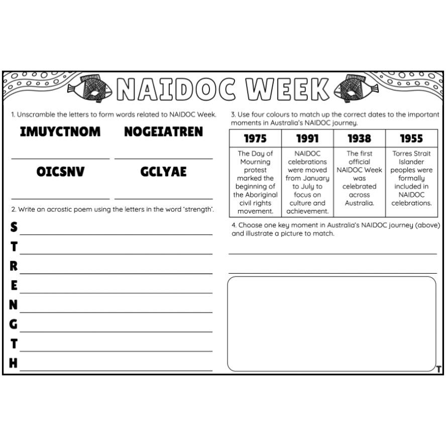 NAIDOC Week: Activity Worksheet 2 - Top Teacher