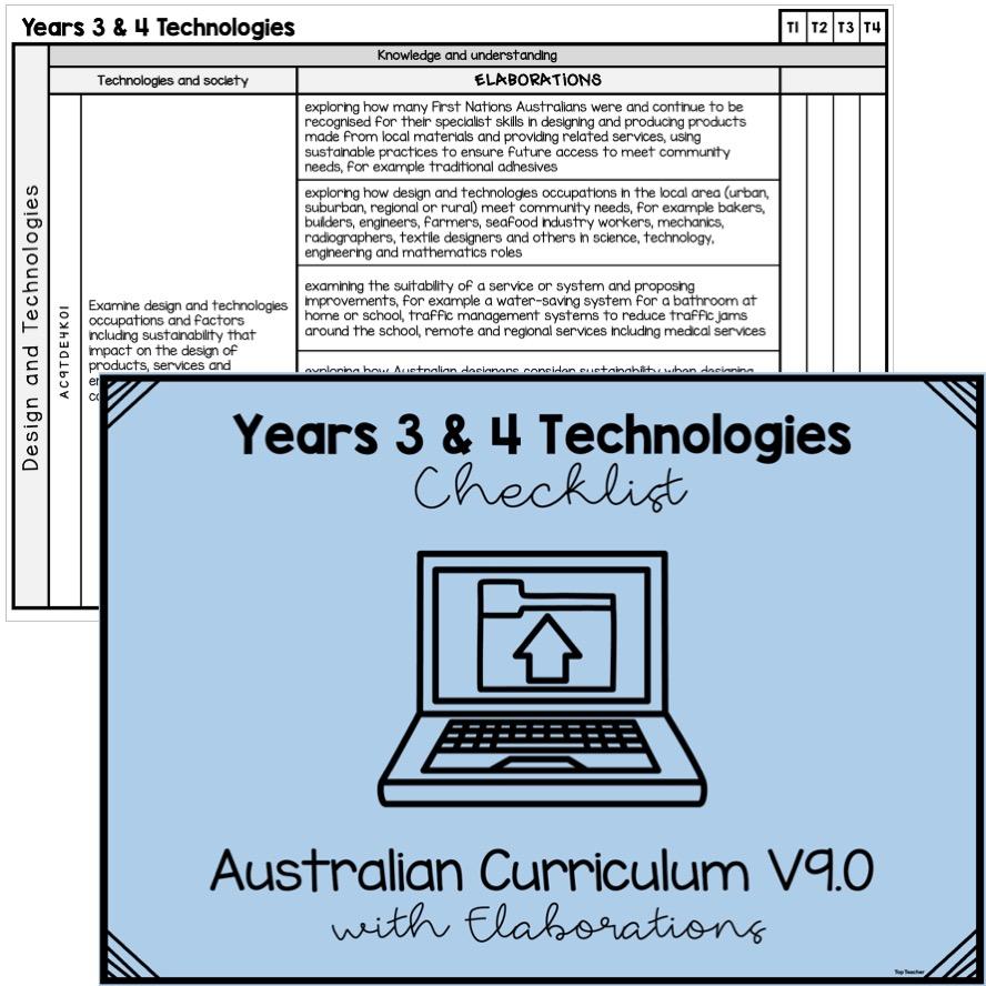Years 3 & 4 Technologies Planning Checklists - Top Teacher